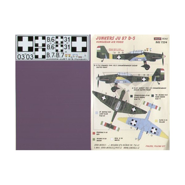 Ju-87 D-5 Stuka Hungarian Air Force Decals 1/72